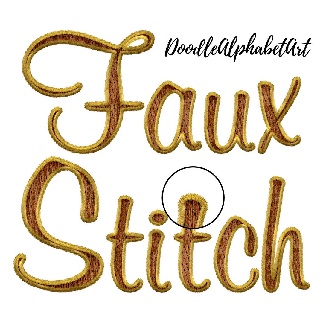 Faux Embroidery Alphabet PNG: Script Font, Doodle Stitch (digital ...