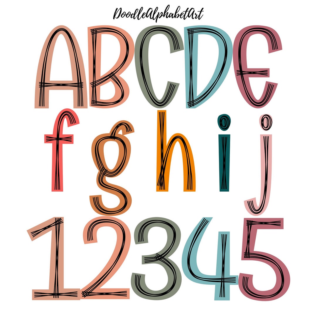 Boho Scribble Letters PNG, 10 Full Alphabets, Doodle Scribble Alpha PNG ...