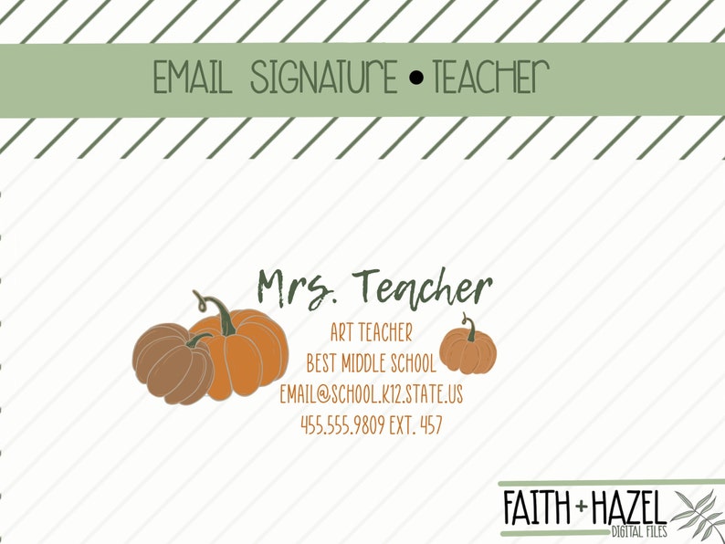 Personalized Email Signature * Pumpkin * Autumn * Fall * Elementary ...