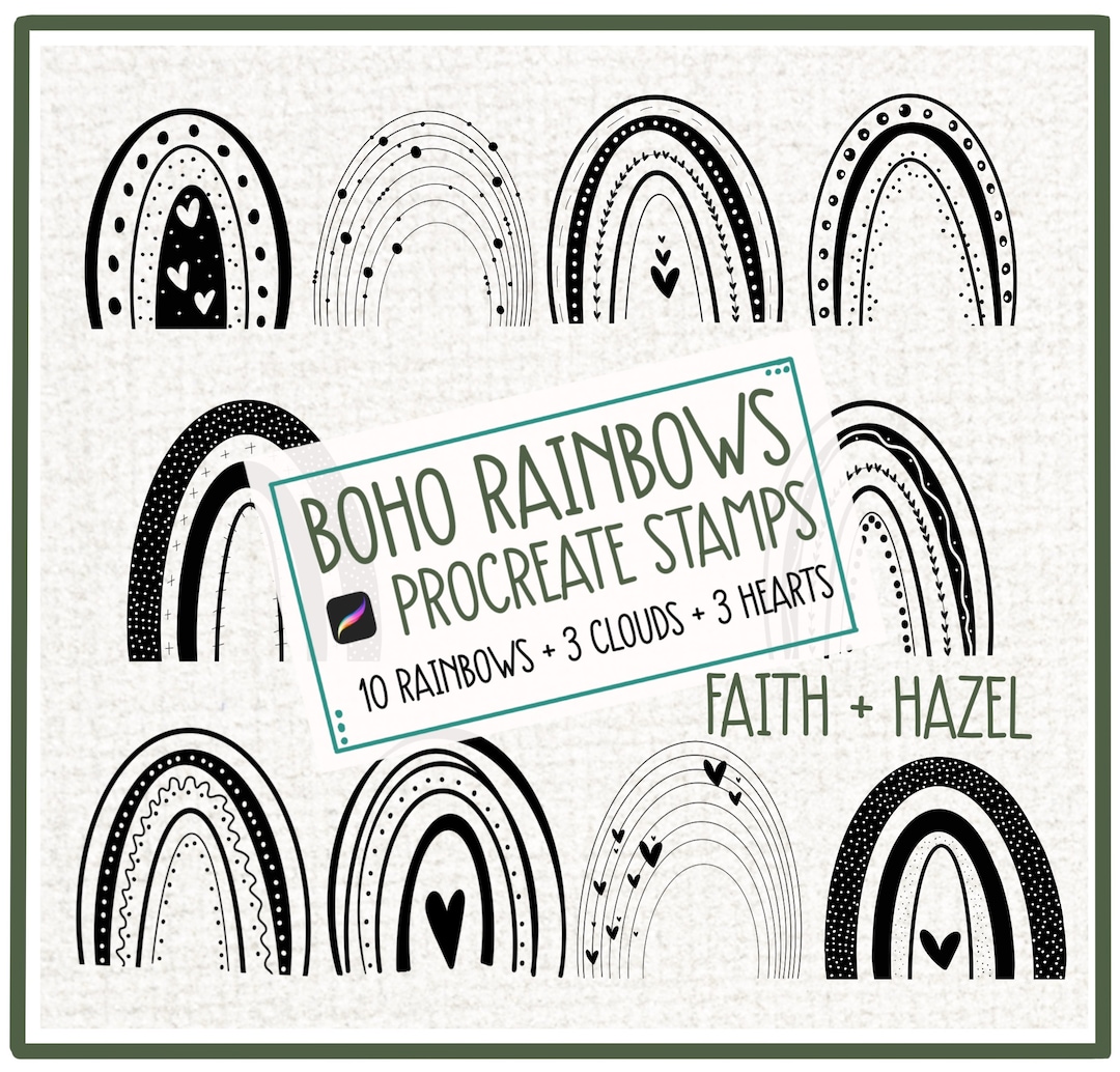 Boho Rainbow Procreate Stamps . Procreate Rainbows . Procreate Stamps ...
