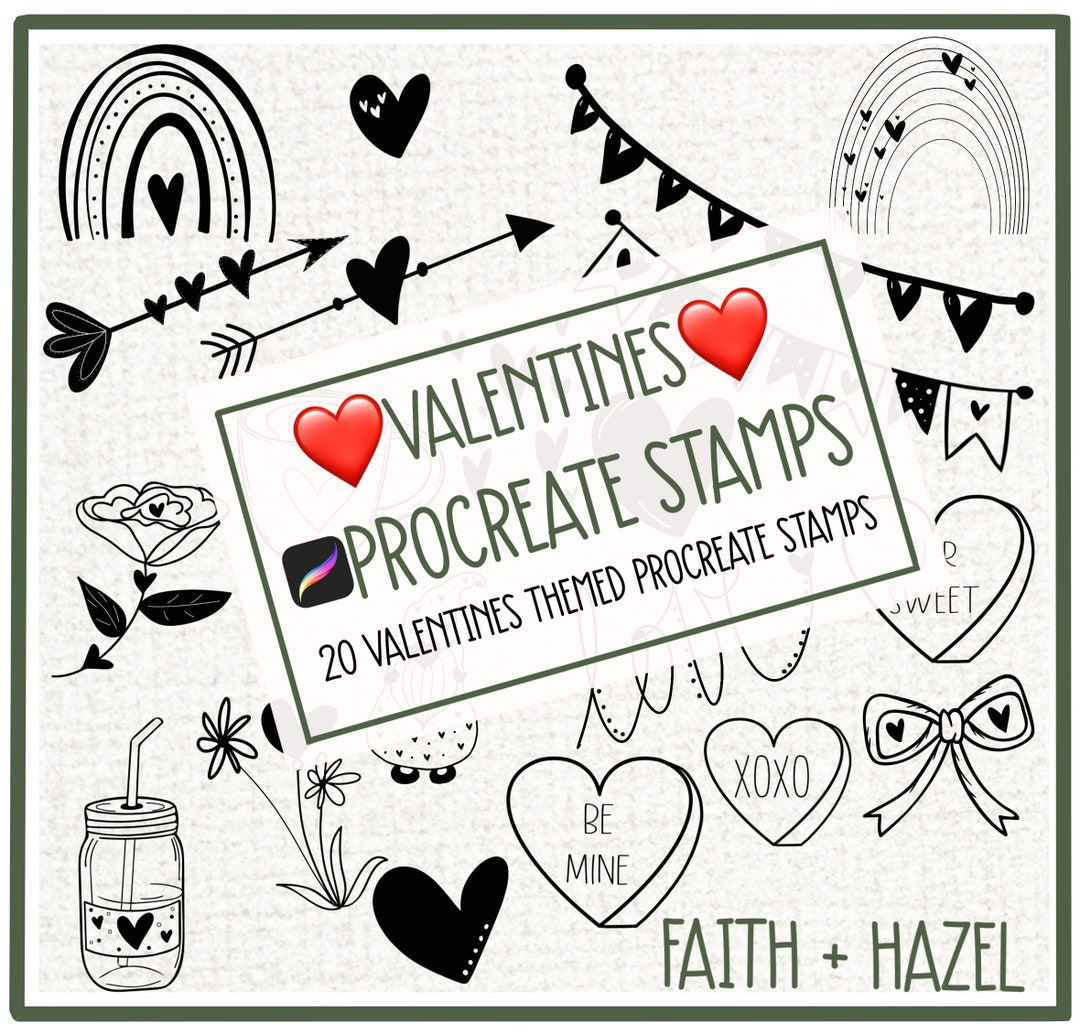 Mixed Valentines Procreate Stamps . Procreate Valentines . Procreate ...