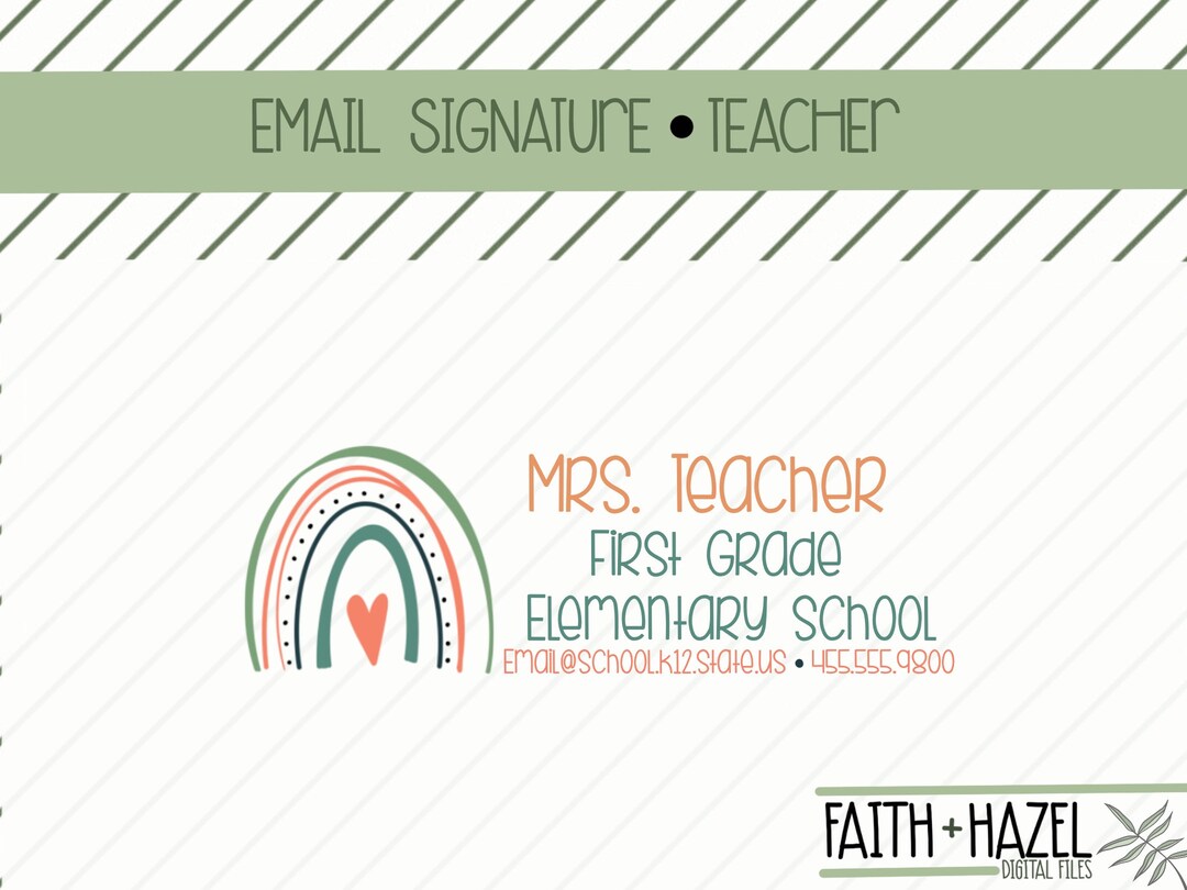 Personalized Email Signature * Rainbow * Elementary * Teacher - Etsy