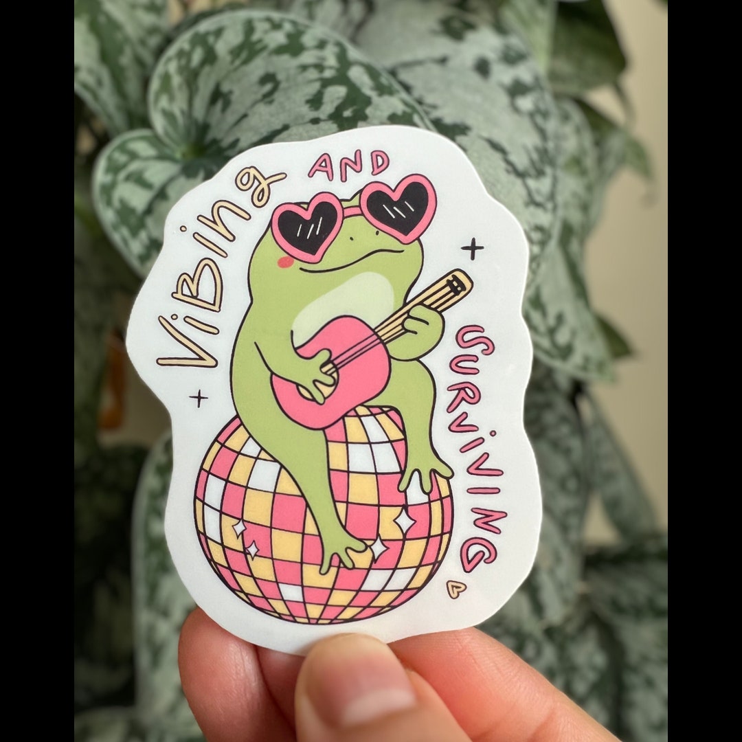 Vibing and Surviving Frog Decor Happy Frog Vibes Sticker Mental Health ...