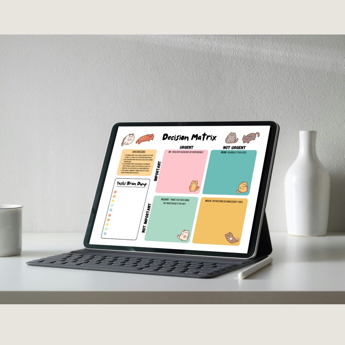 ADHD Decision Matrix: Kawaii Cat Printable Planner (US Letter & A4) - Etsy