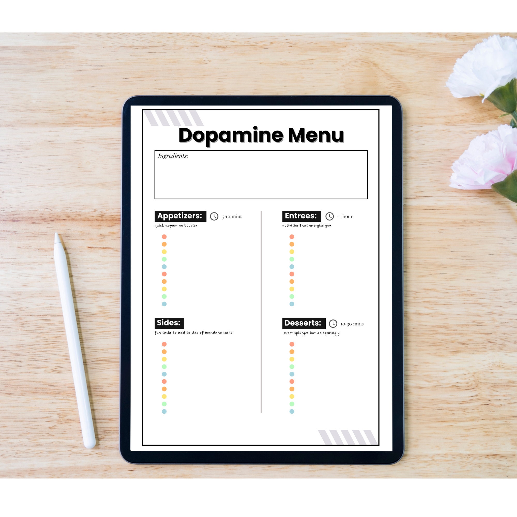 Dopamine Menu, Dopamenu, ADHD Planner, Self Care ADHD Resource to Boost ...