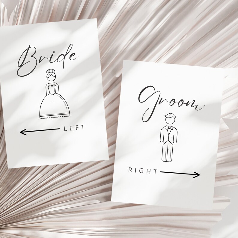 Ceremony Seating Sign for Bride and Groom Side, Wedding Aisle Sign ...