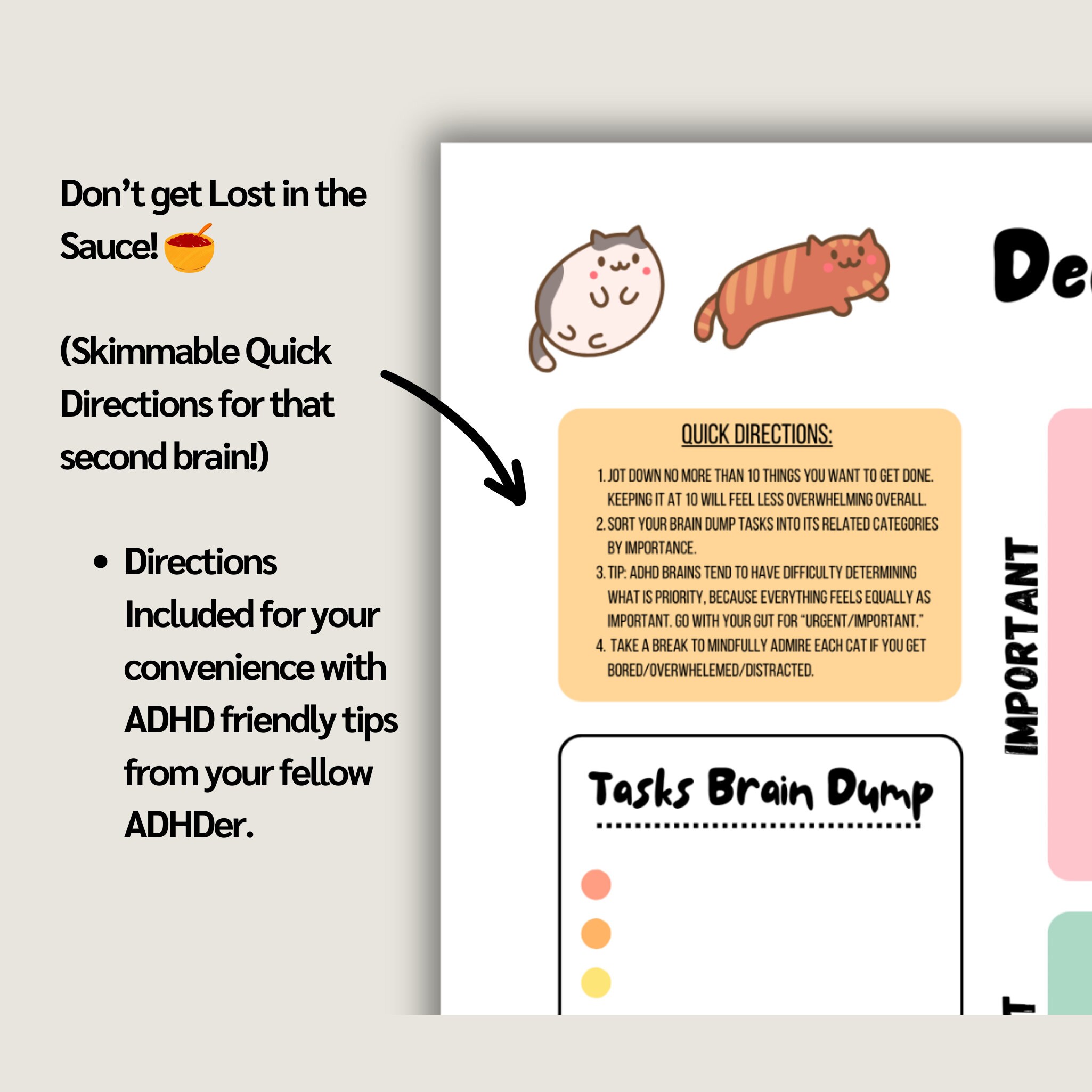 ADHD Decision Matrix: Kawaii Cat Printable Planner (US Letter & A4) - Etsy