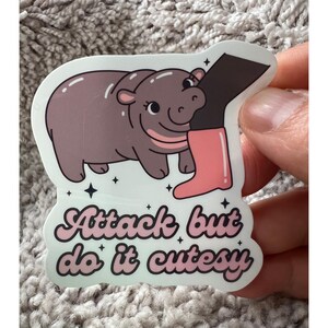 Attack but Do It Cutesy Moo Deng Sticker Moo Deng Attack Cute Hippo ...