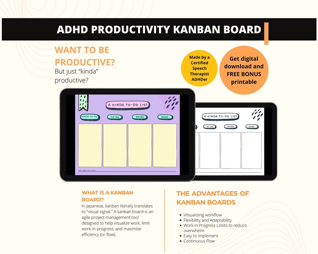 ADHD Kanban Board: Task Tracker & Project Planner (digital Download ...