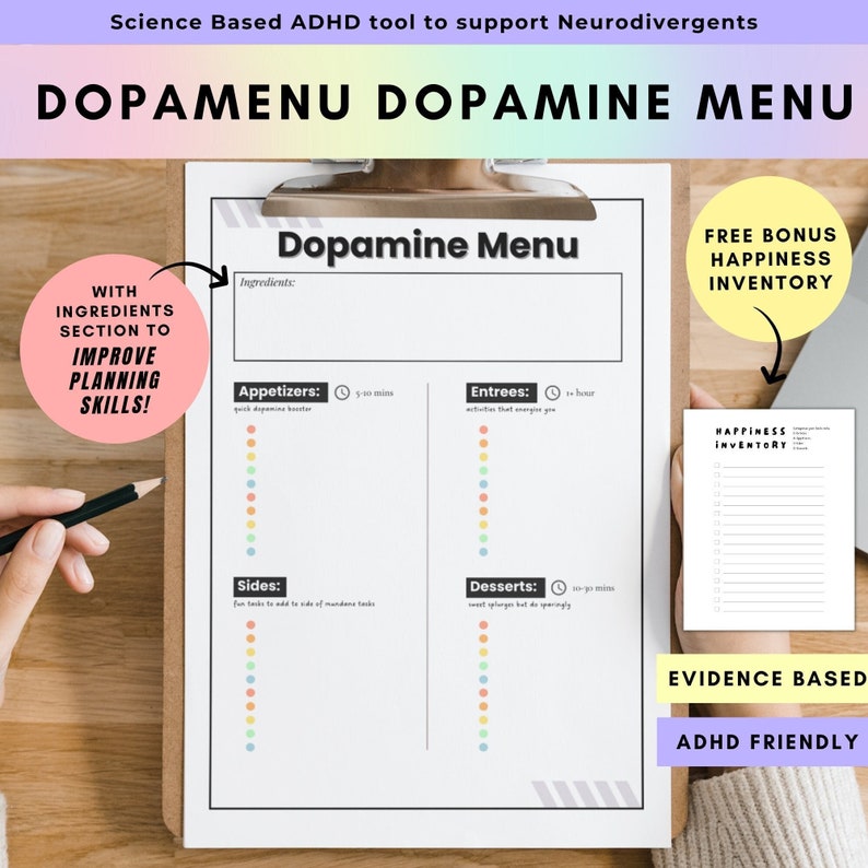 Dopamine Menu: ADHD Planner, Self-care Resource (digital Printable Template) - Etsy