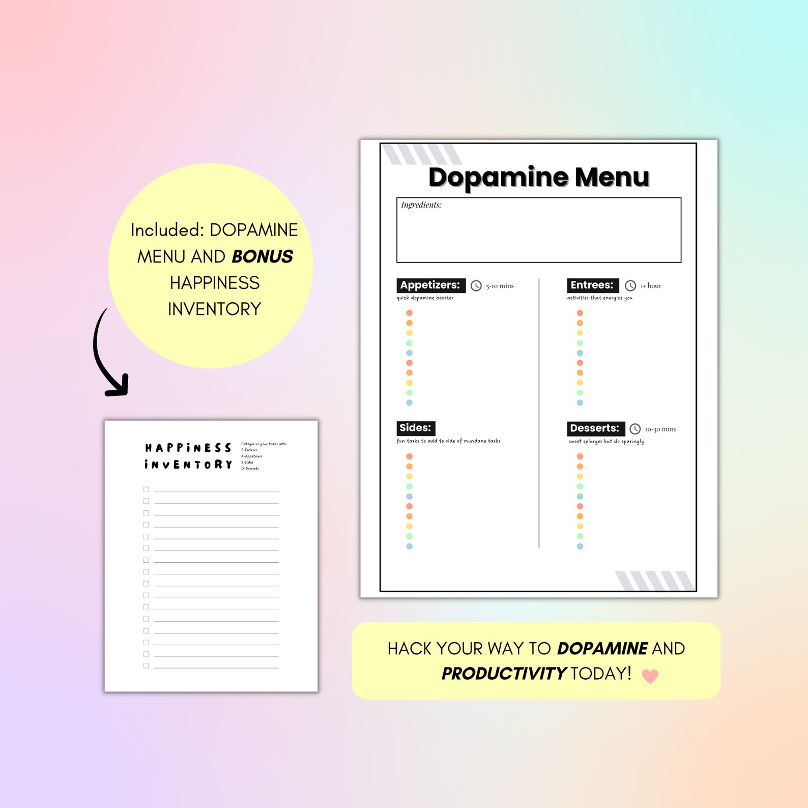 Dopamine Menu, Dopamenu, ADHD Planner, Self Care ADHD Resource to Boost ...