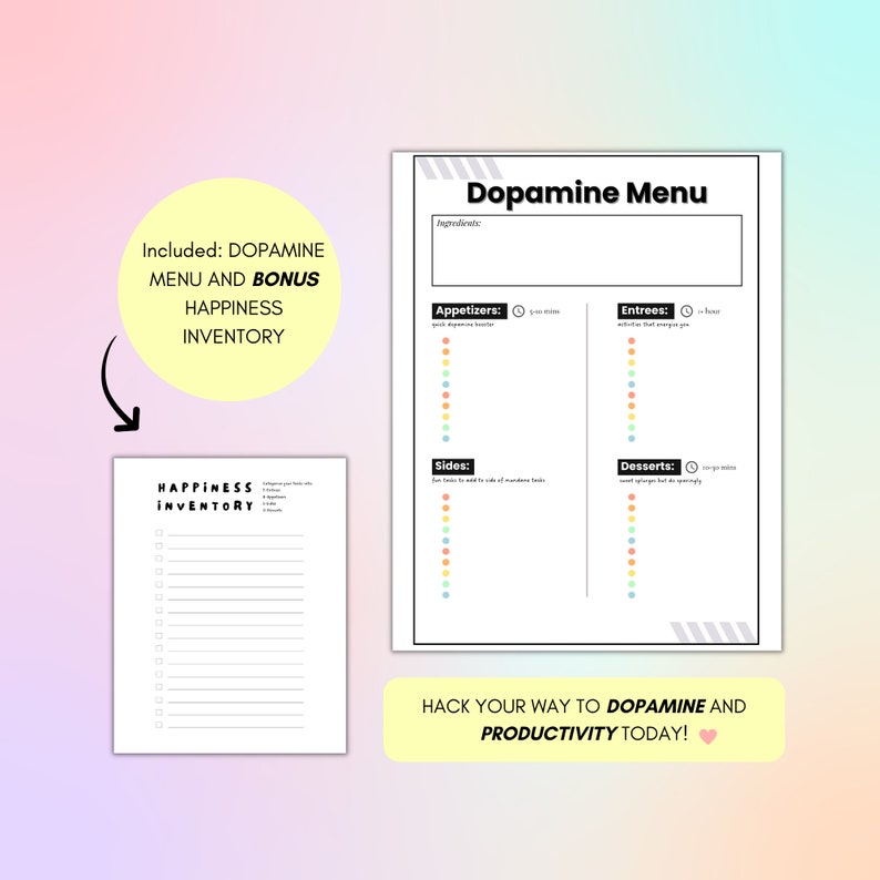 Dopamine Menu: ADHD Planner, Self-care Resource (digital Printable ...