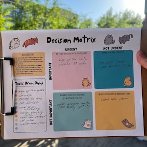 ADHD Decision Matrix: Kawaii Cat Printable Planner (US Letter & A4) - Etsy