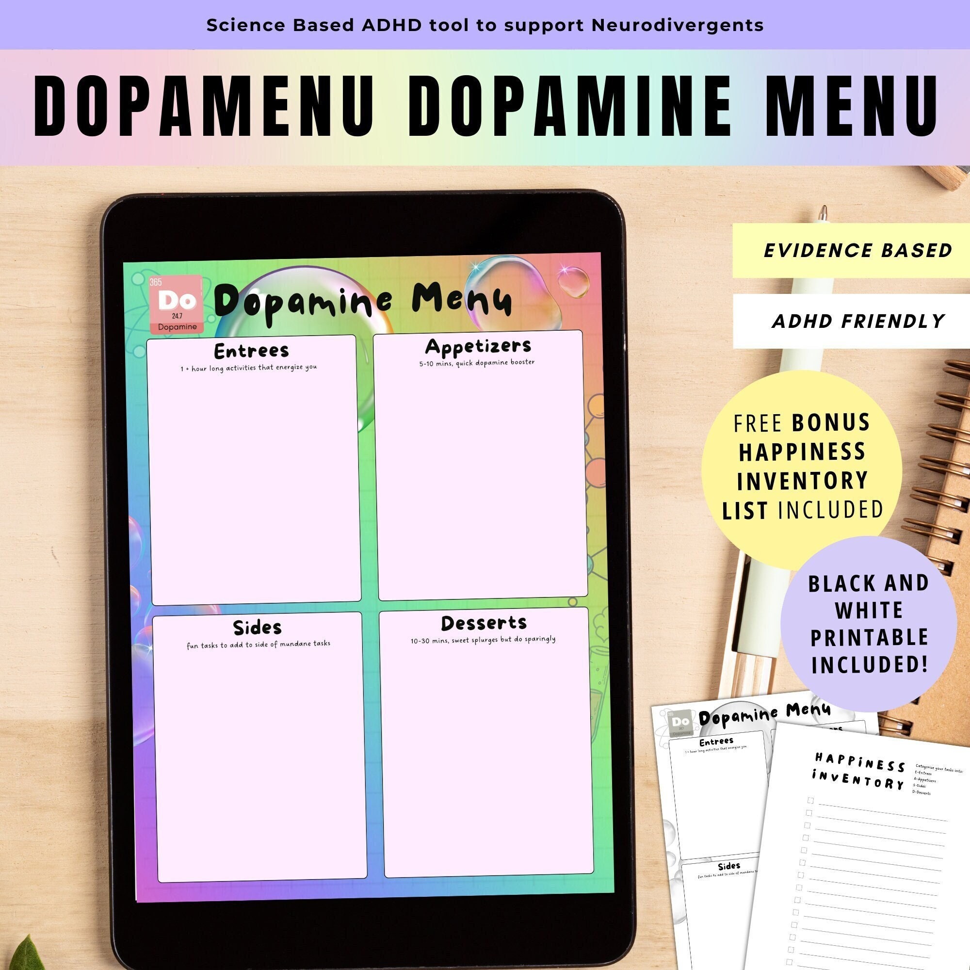 Dopamine Menu, Dopamenu, ADHD Planner, Dopamine Chaser, Dopamine Decor ...