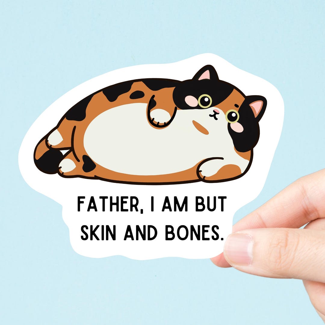 Fat Calico Cat Sticker Chonky Cat Sticker Cat Dad Stickers Funny Cat ...