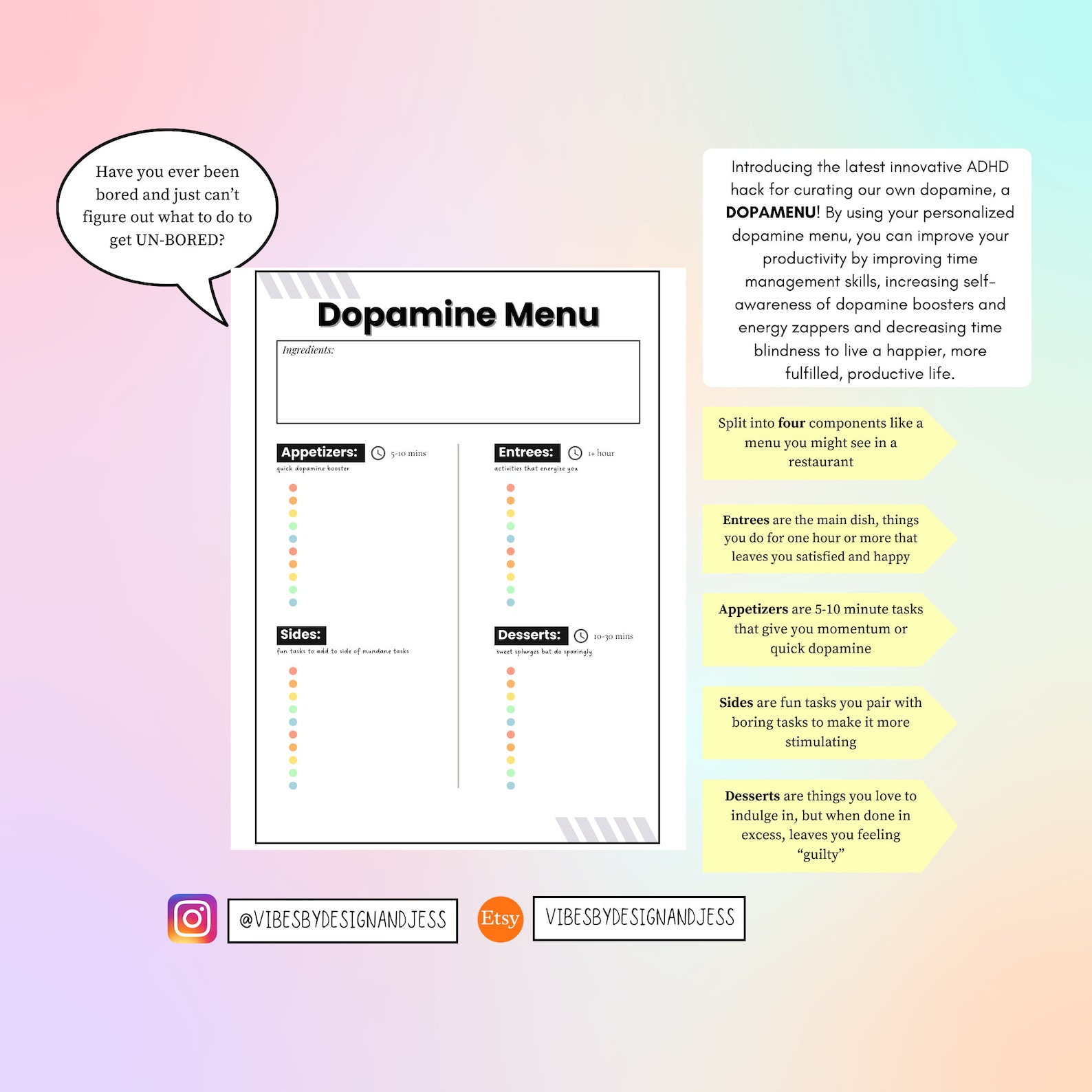 Dopamine Menu: ADHD Planner, Self-care Resource (digital Printable ...