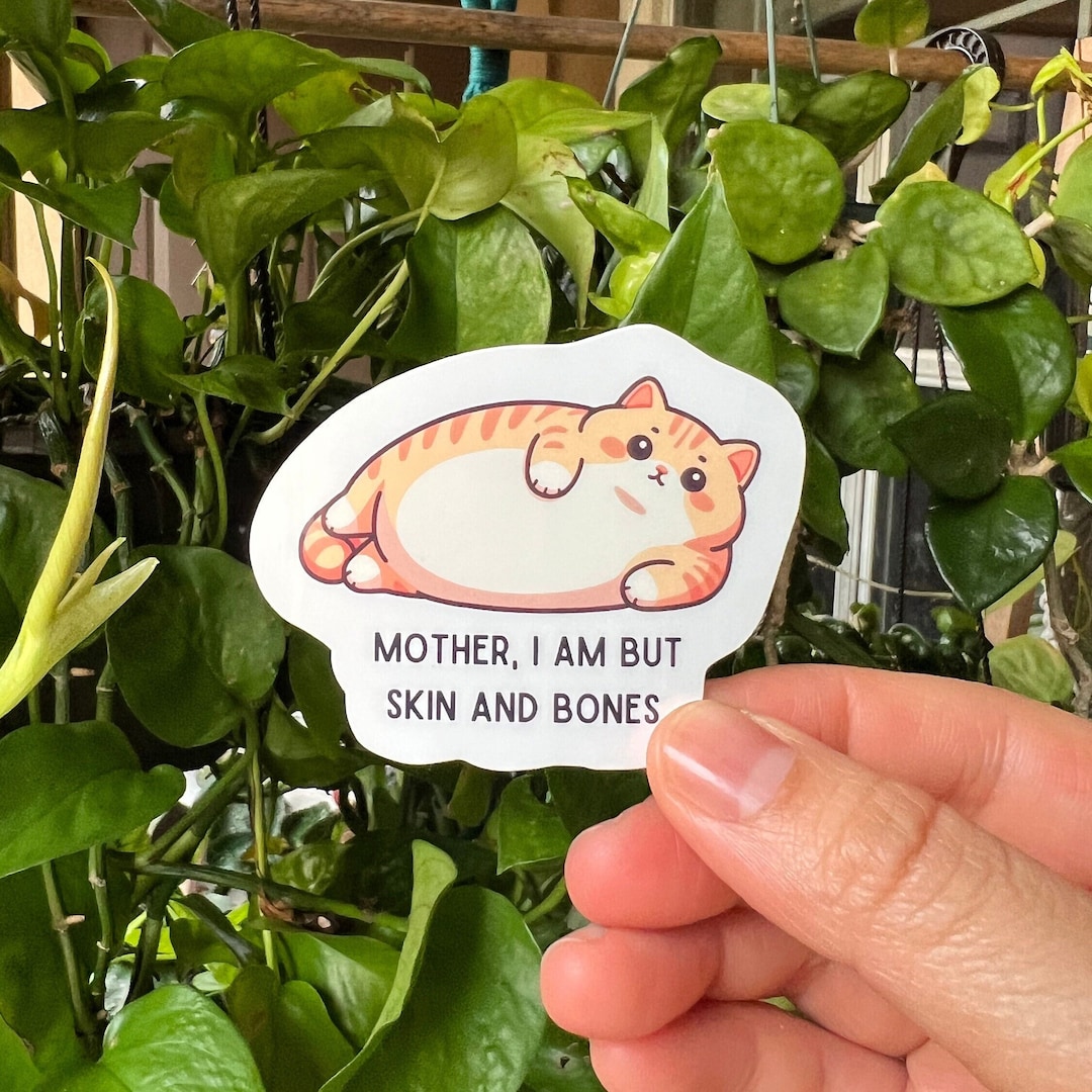Mother I Am but Skin and Bones Chonky Orange Cat Sticker Funny ...