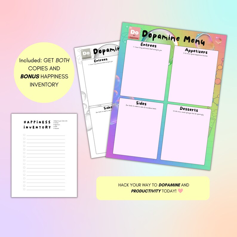 ADHD Dopamine Menu Planner: Rainbow Printable (digital Download) - Etsy