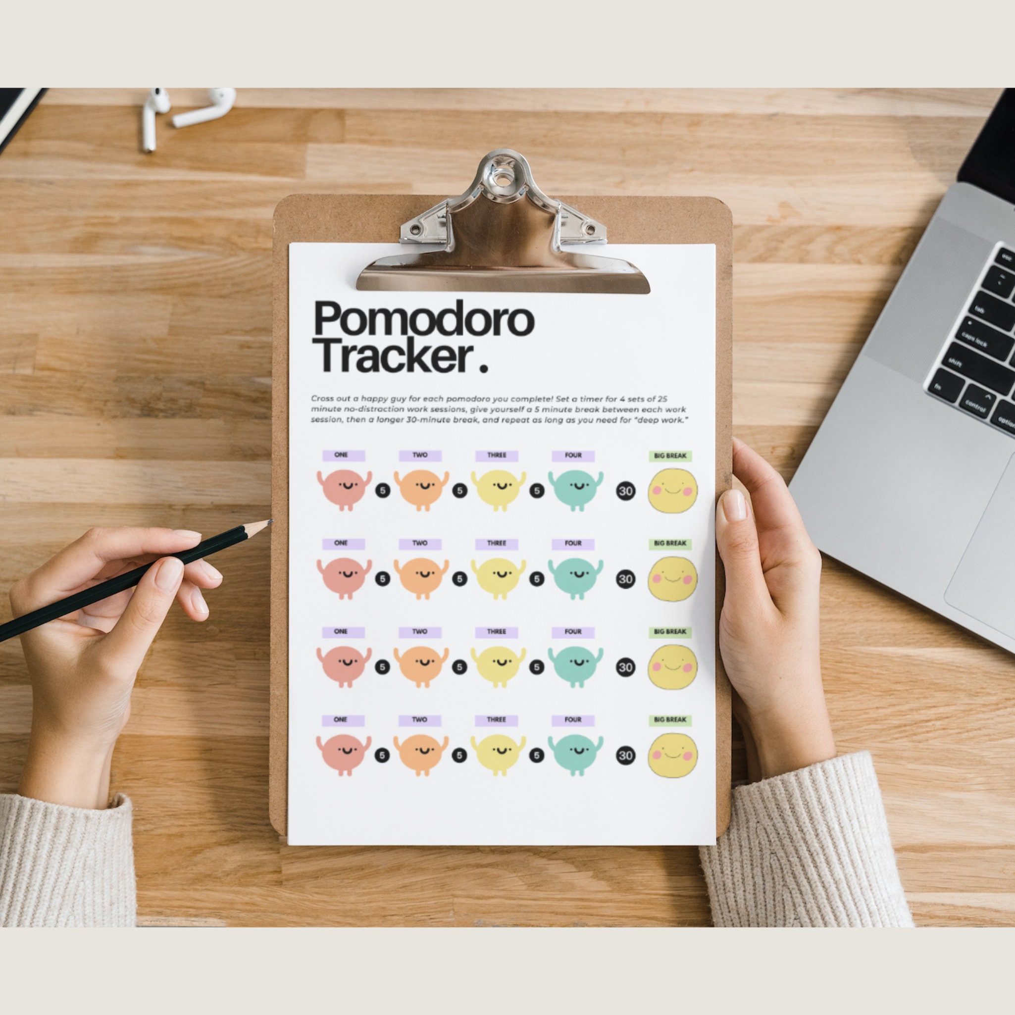 Printable Pomodoro Tracker, Pomodoro Planner Printable, Productivity ...
