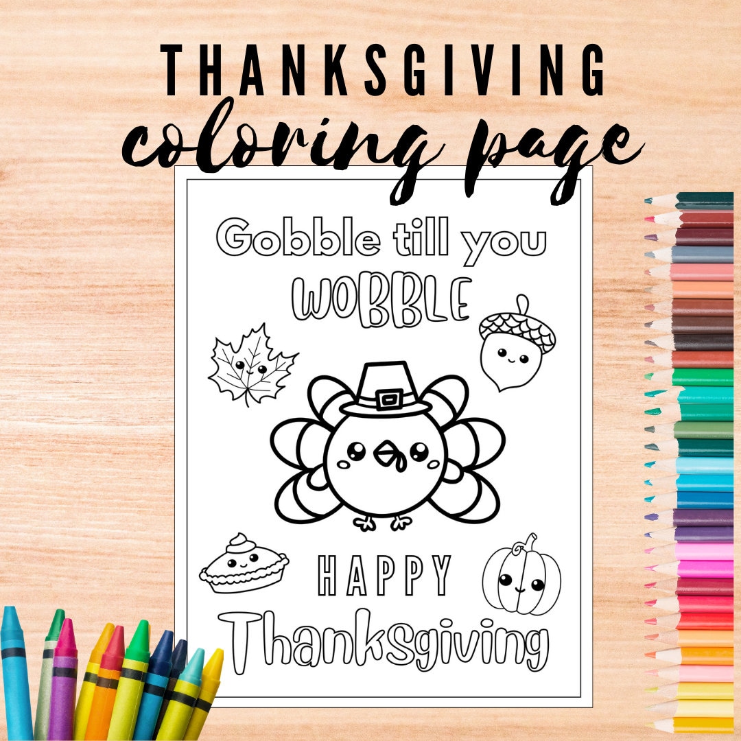 Thanksgiving Coloring Page: Kawaii Turkey Printable (PDF) - Etsy