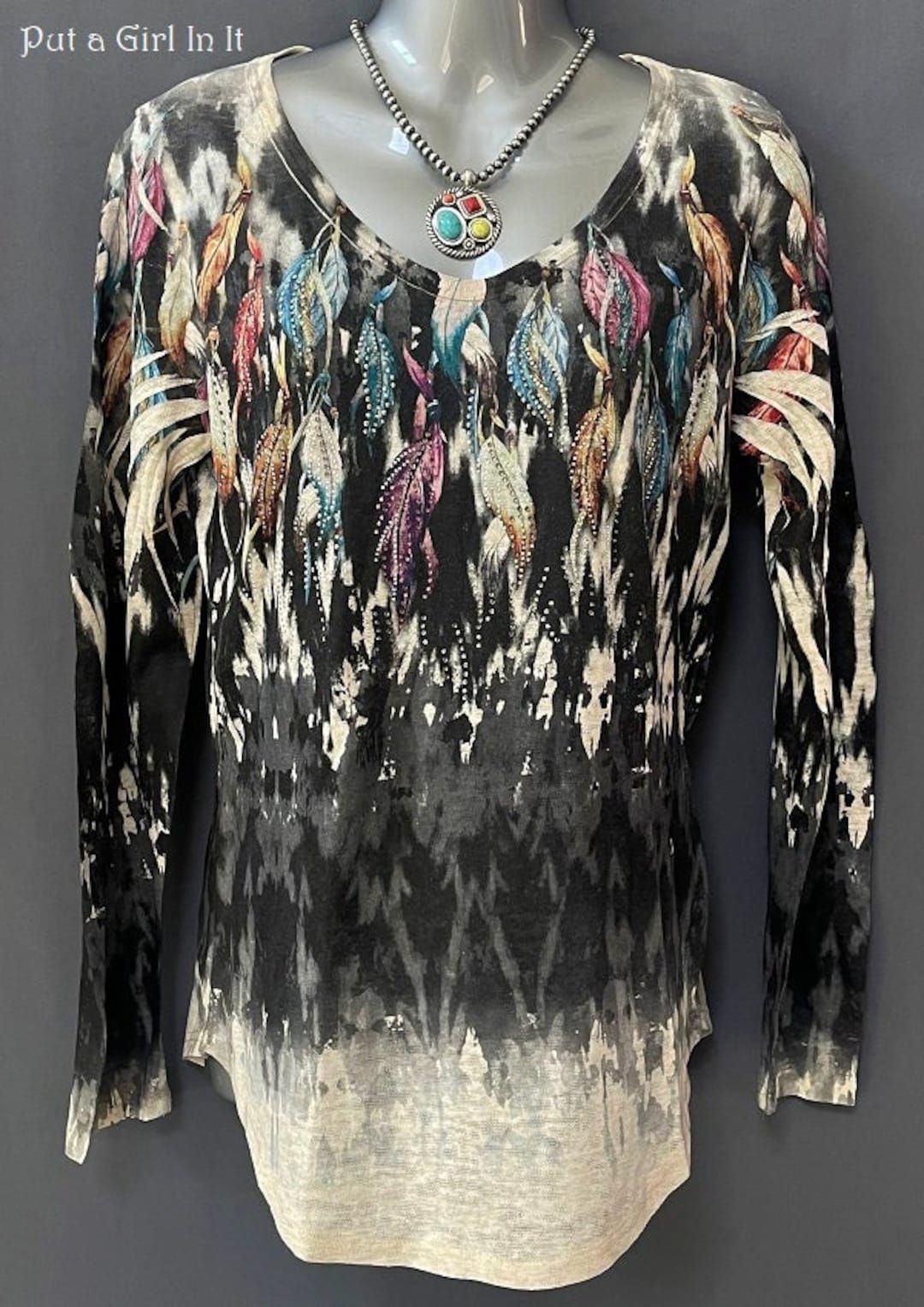 New Vocal Apparel Womens Crystal Embellished Ivory Feather Long Sleeve ...