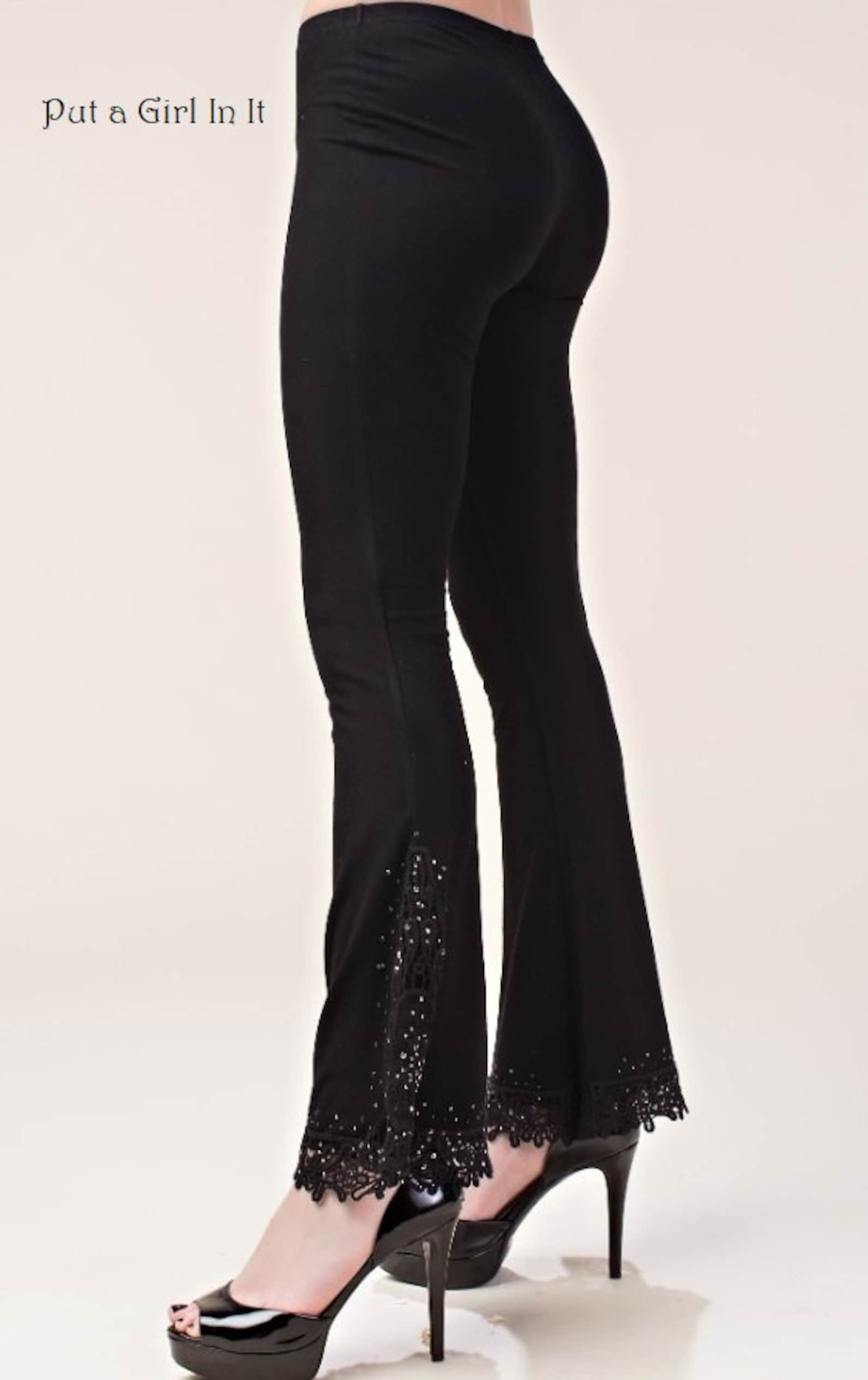 New Vocal Apparel Womens Jersey Soft Black Crystal Embellished Crochet ...