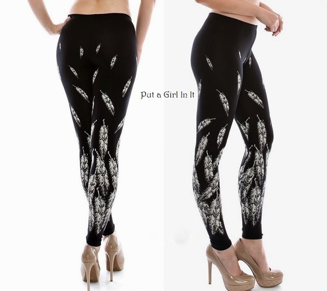 New Vocal Apparel Womens Soft Black Embellished Crystal Feather Print ...