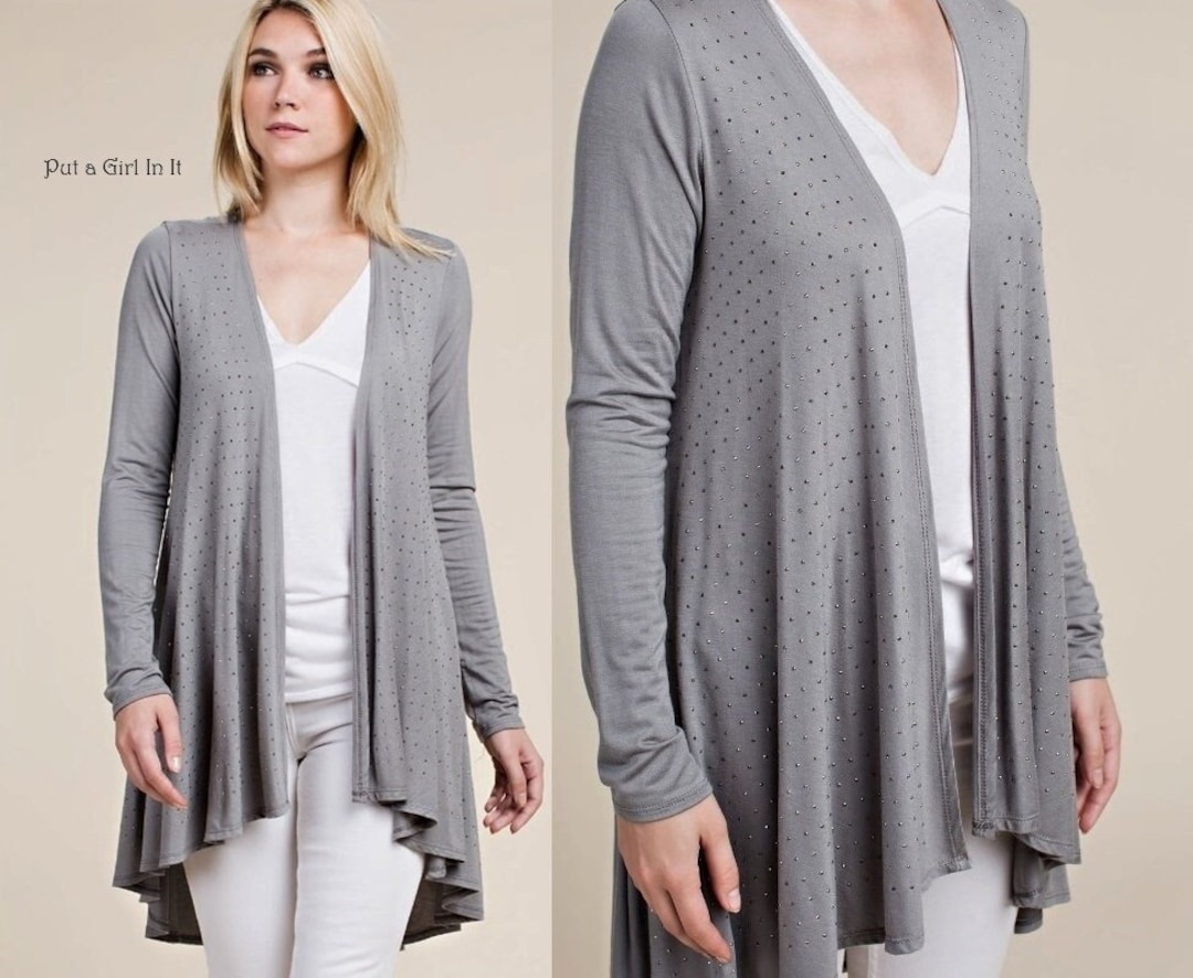 New Vocal Apparel Womens Plus Size Crystal Light Gray Boho Western Jacket Cardigan 1X 2X 3X Usa ...