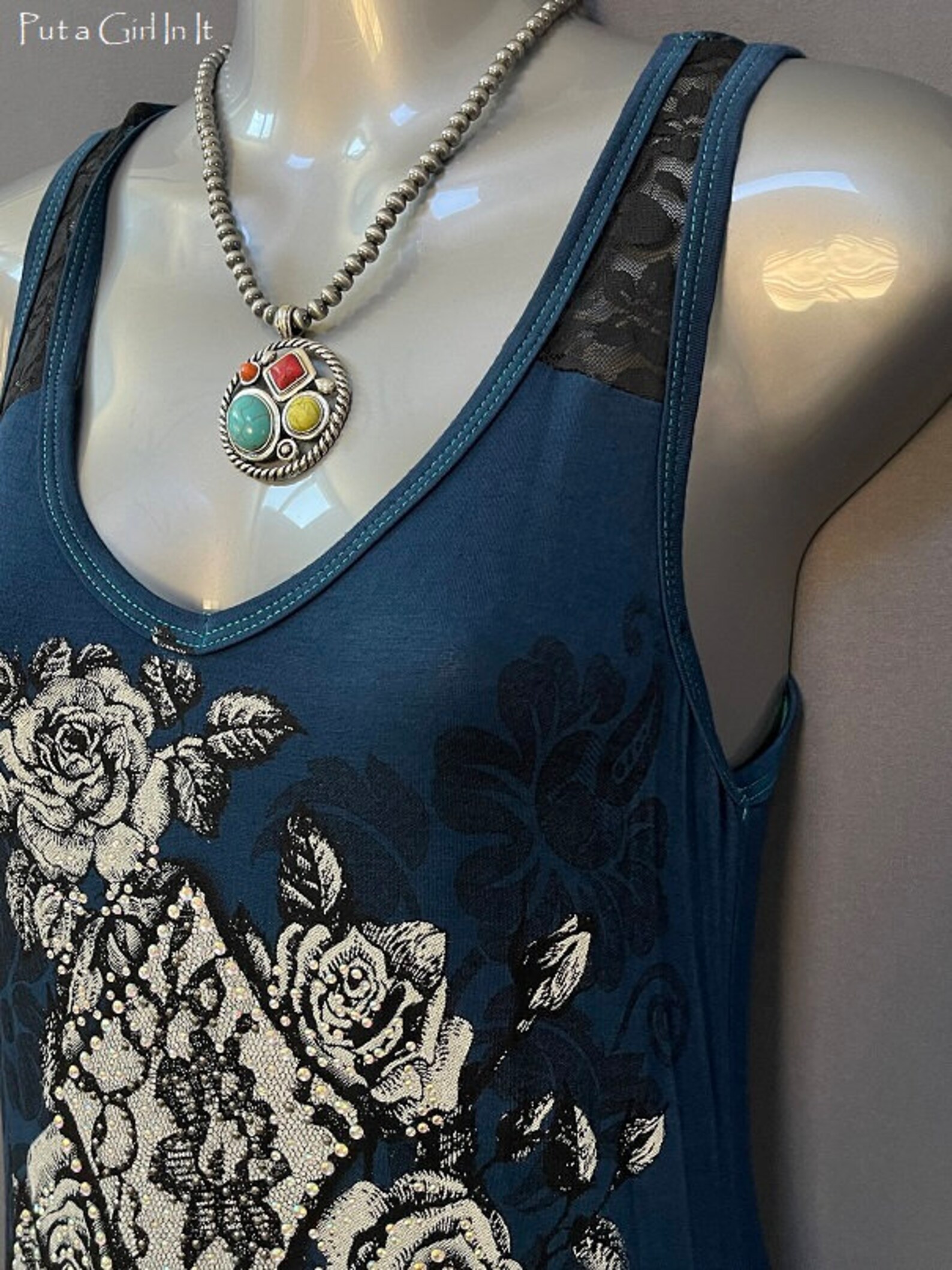 New Vocal Apparel Womens Crystal Embellished Blue Jade Mint Tie Dye ...