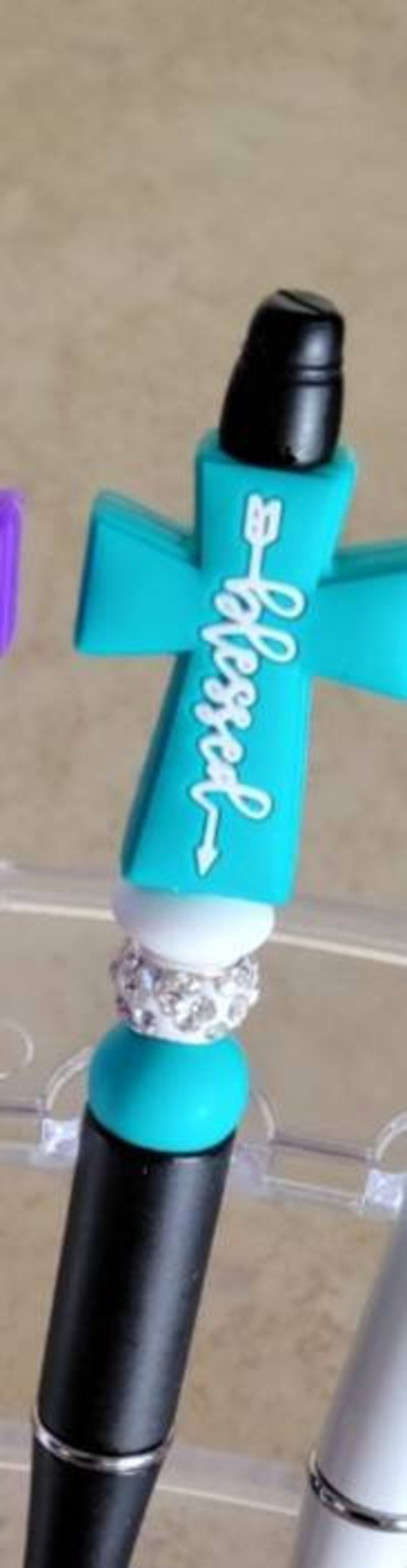 Blessed Cross, Cross Silicone Pen, Cross Pen, Beaded Pen, Religious ...