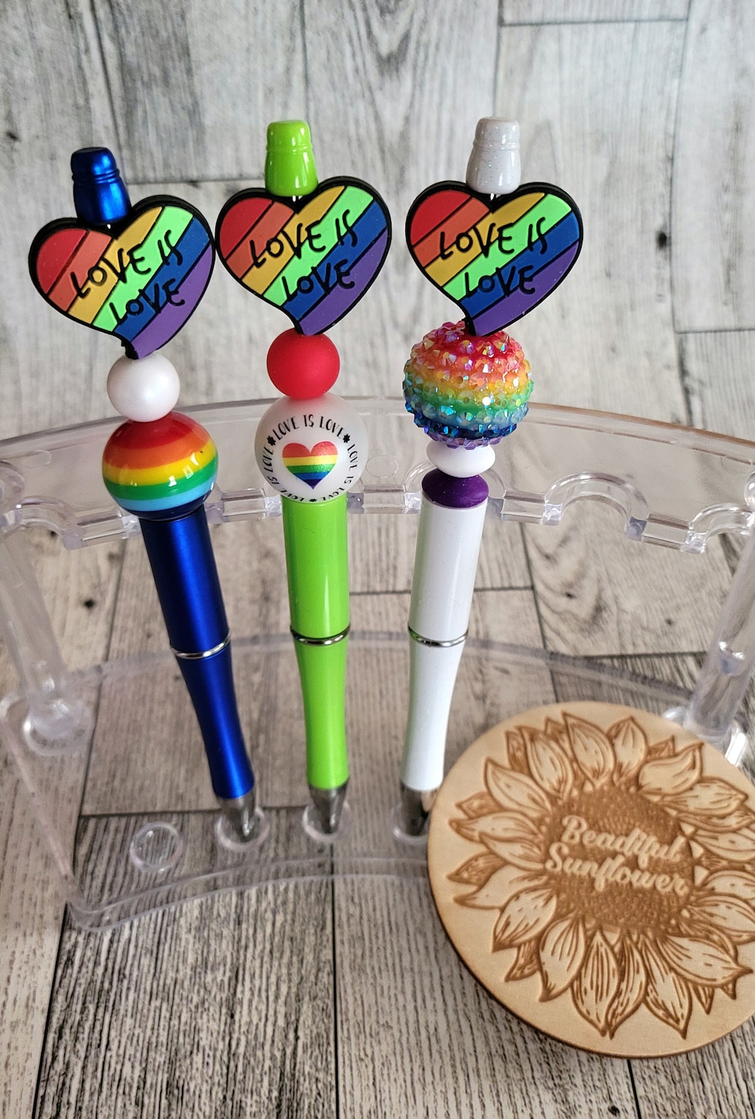 Love is Love, PRIDE Gift, Silicone Pen, Rainbow Beaded Pen, LGBTQ Pens ...