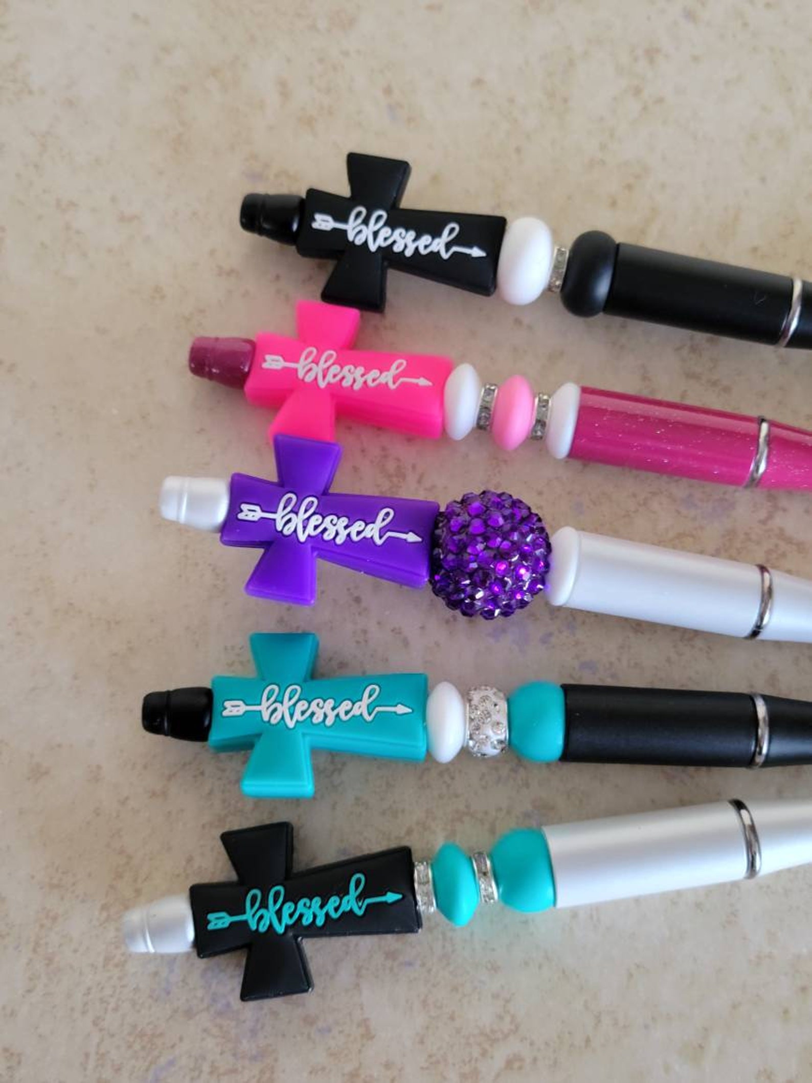 Blessed Cross, Cross Silicone Pen, Cross Pen, Beaded Pen, Religious ...