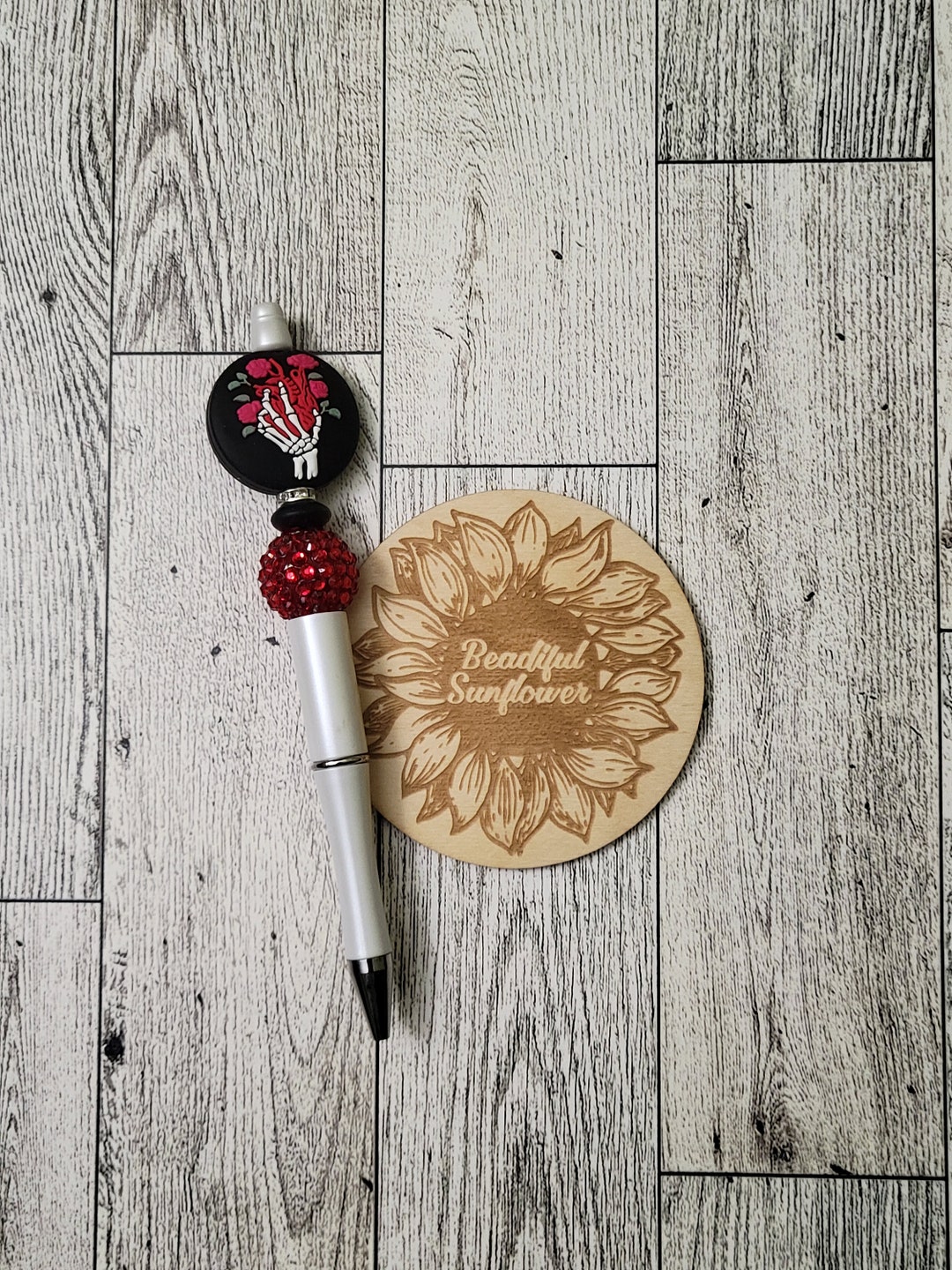 Skeleton Flower Beaded Pen, Floral Bouquet, Spooky, Scary Halloween ...
