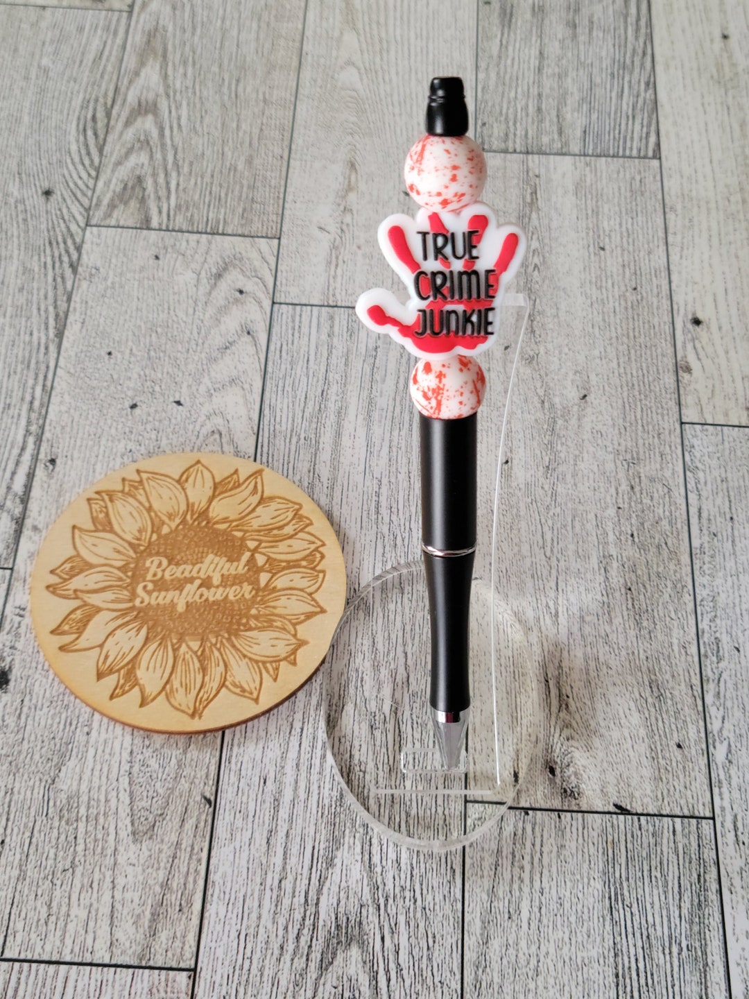True Crime Junkie, Beaded Pen, Silicone Pen, True Crime Gift, True ...