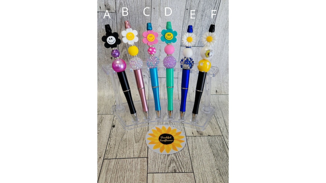Happy Face Pen, Sunflower Pen, Daisy Pen, Flower Pens, Beaded Pen ...
