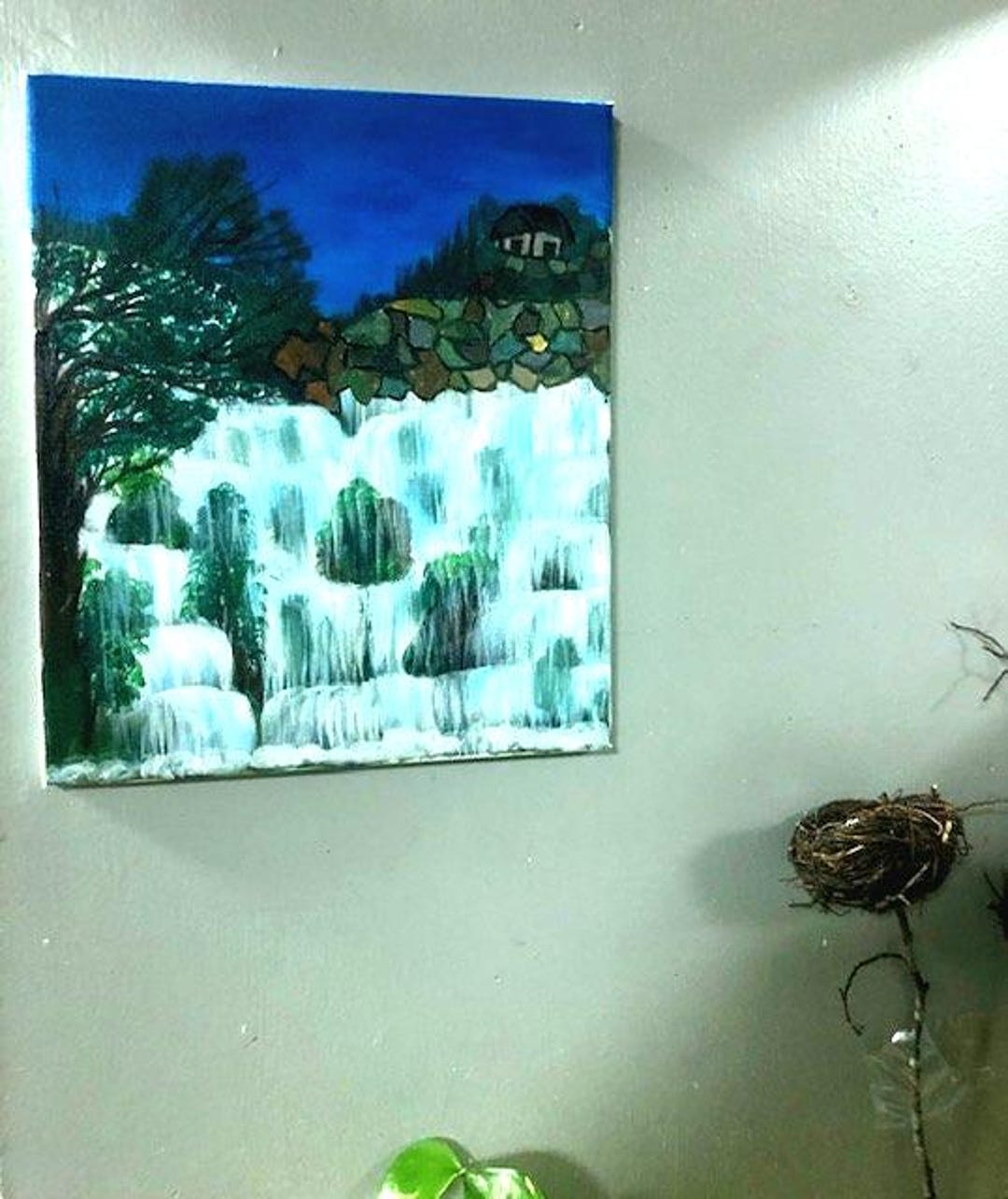 Waterfalls, Acrylic Handmade Painting on 10x12 Inches Canvas . - Etsy