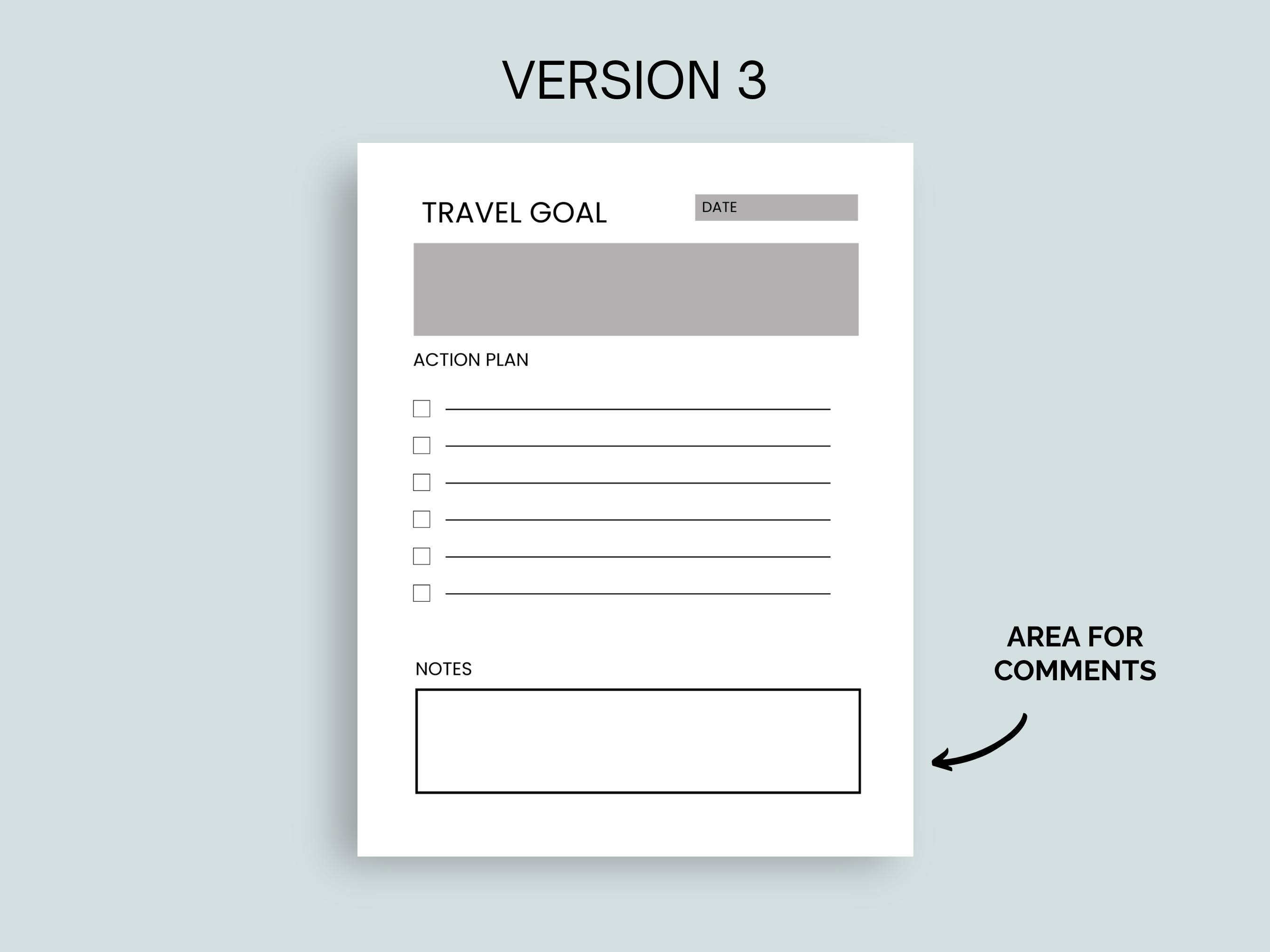 Travel Goals Printable | Travel Goal Setting Tracker | Minimalist ...