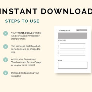 Travel Goals Printable | Travel Goal Setting Tracker | Minimalist ...