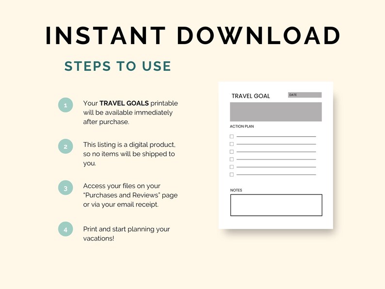 Travel Goals Printable | Travel Goal Setting Tracker | Minimalist ...