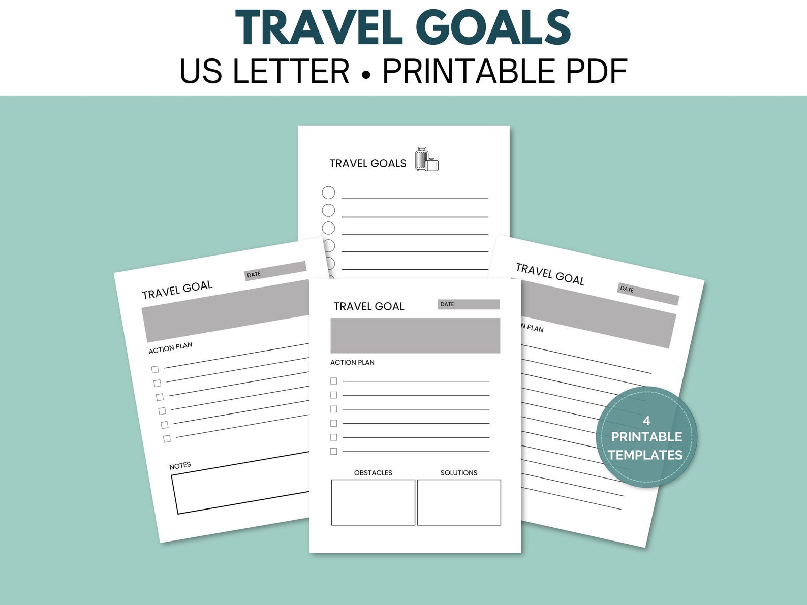 Travel Goals Printable | Travel Goal Setting Tracker | Minimalist ...