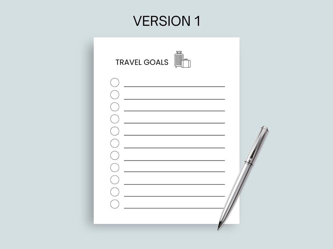Travel Goals Printable | Travel Goal Setting Tracker | Minimalist ...