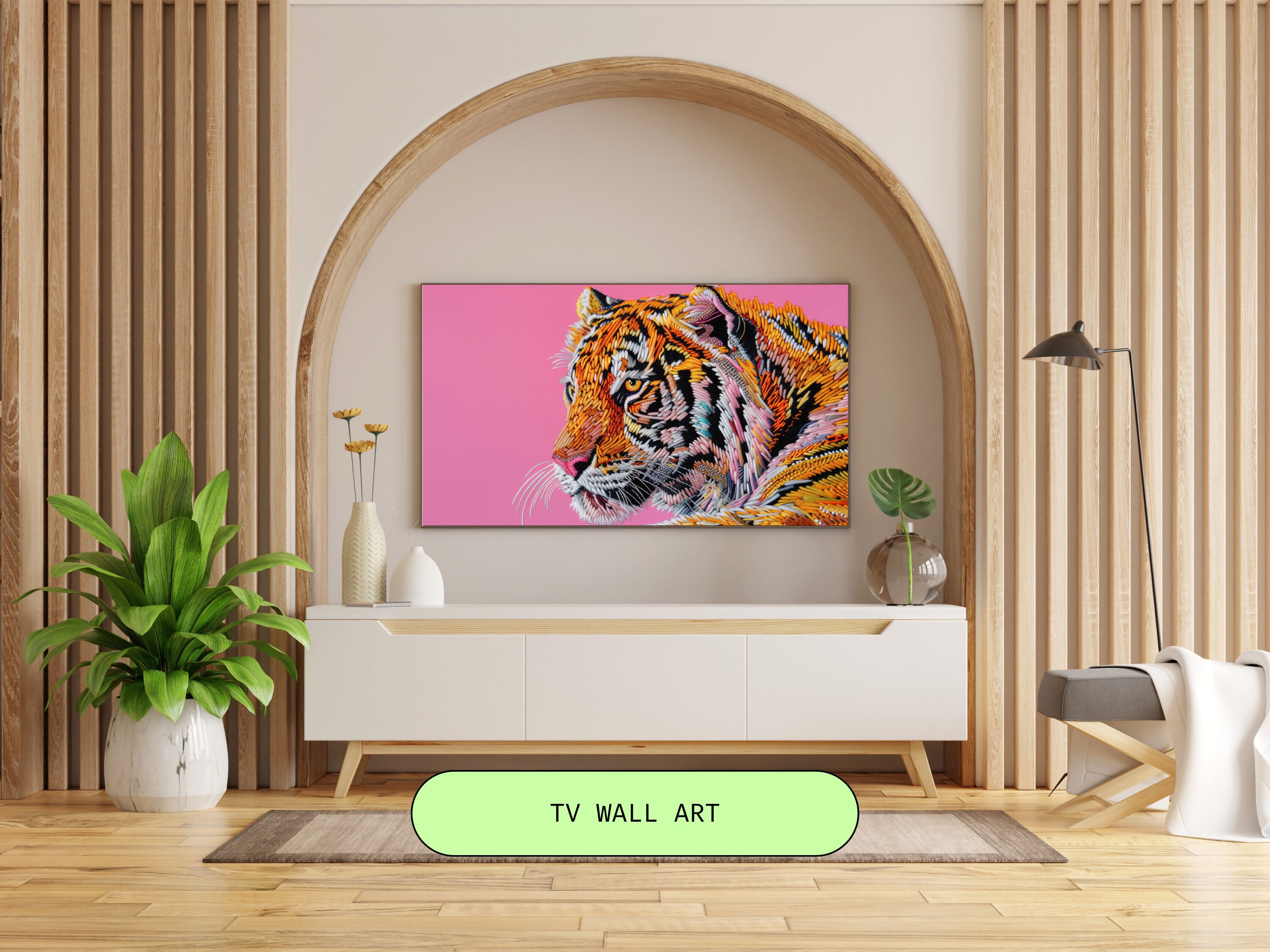 Embroidered Tiger Frame TV Aesthetic Art, Modern Painting, Spring ...