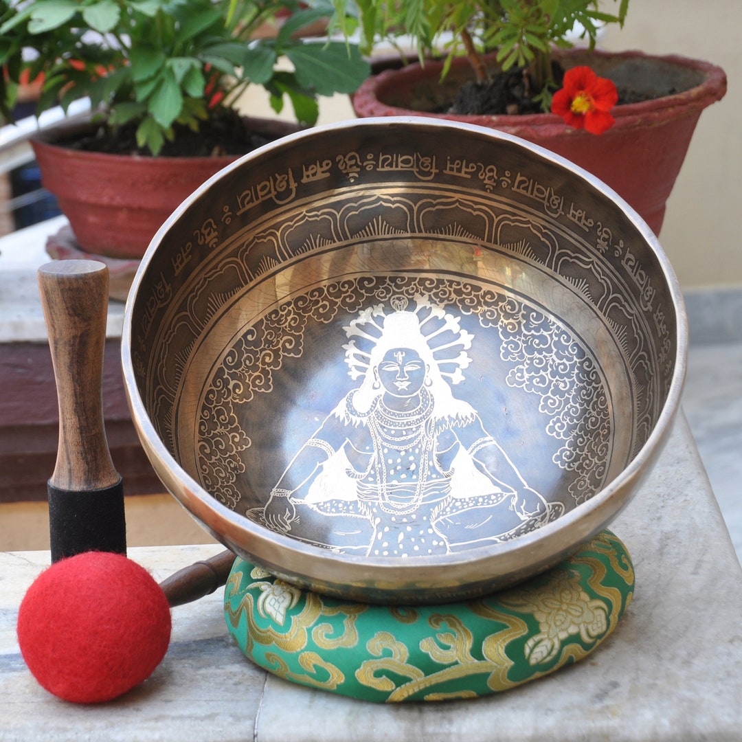 10 Inches Diameter Lord Shiva Carved Handmade Singing Bowl-chakra ...