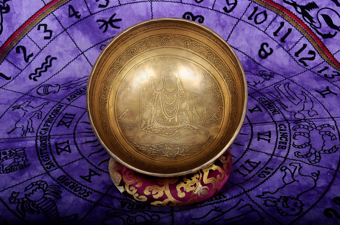 10 Inches Diameter Lord Shiva Carved Handmade Singing Bowl-chakra ...