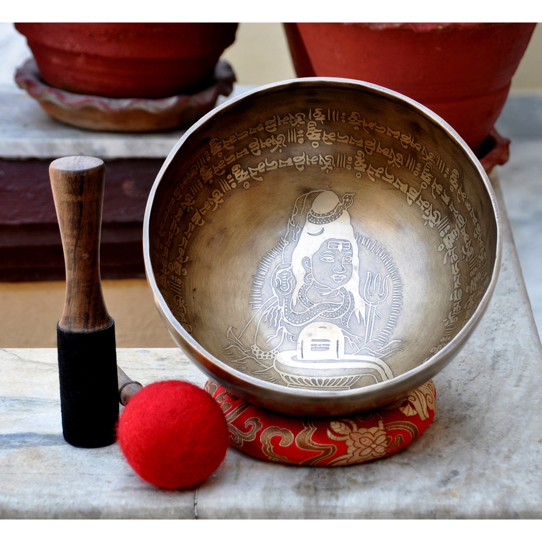 9 Inches Diameter Lord Shiva Carved Handmade Singing Bowl-chakra ...