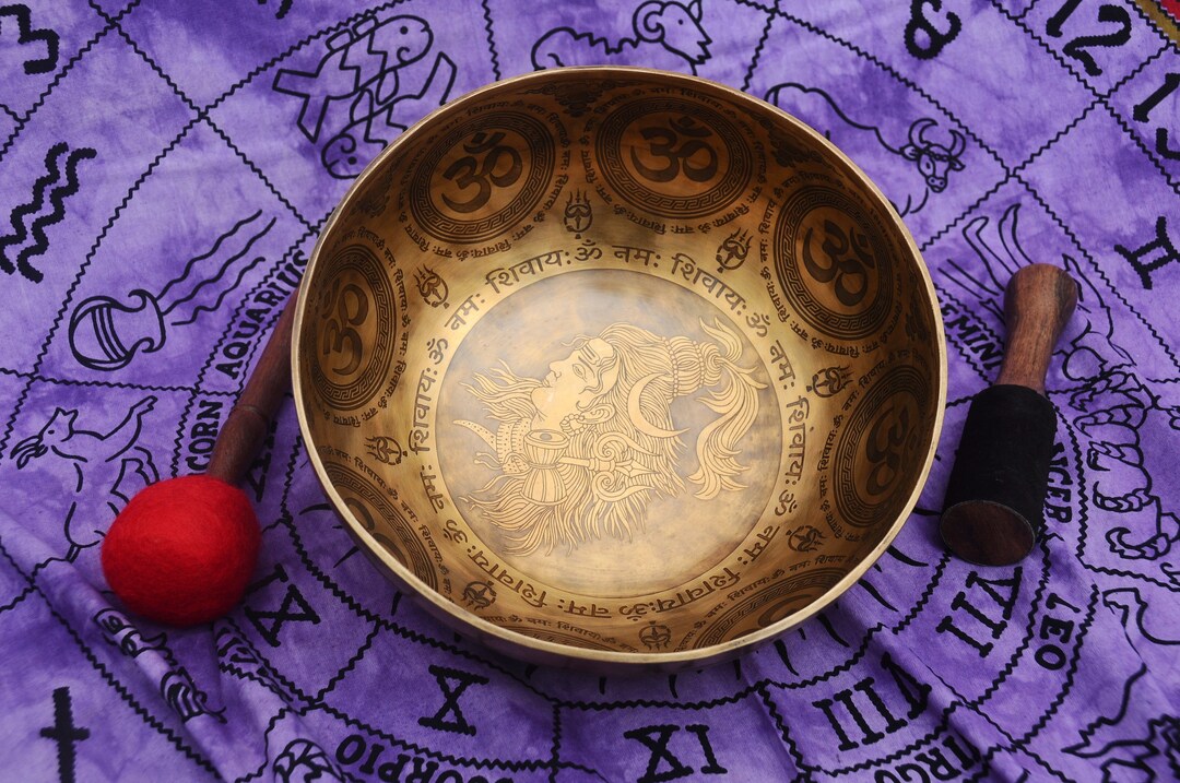 10 Inches Diameter Lord Shiva Carved Handmade Singing Bowl-chakra ...