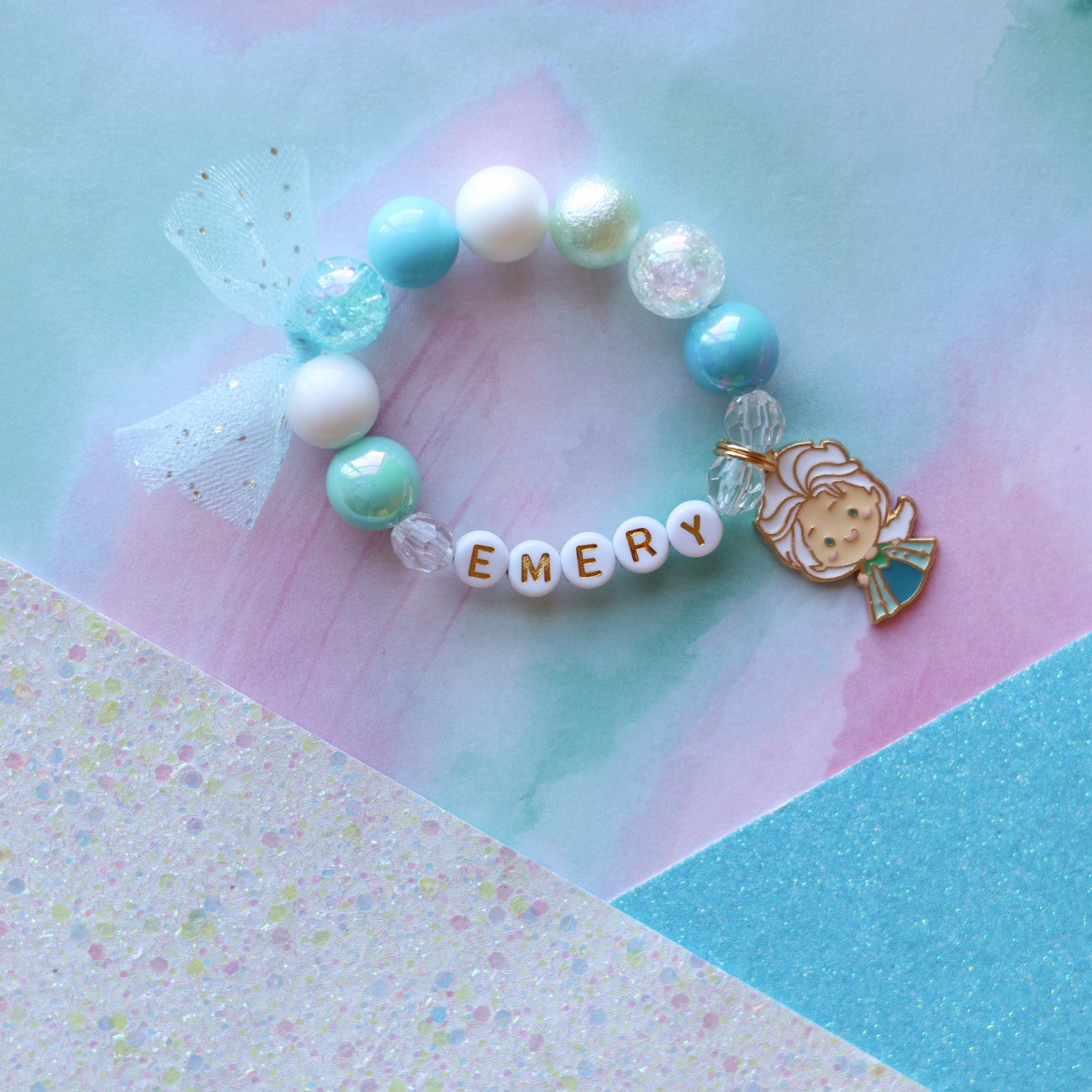 Elsa Personalized Custom Beaded Kids Name Bracelet, Toddler Bracelet ...