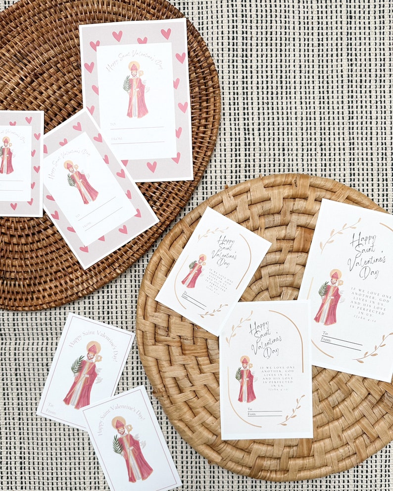 Saint Valentines Day Cards Printable Digital Download Catholic - Etsy