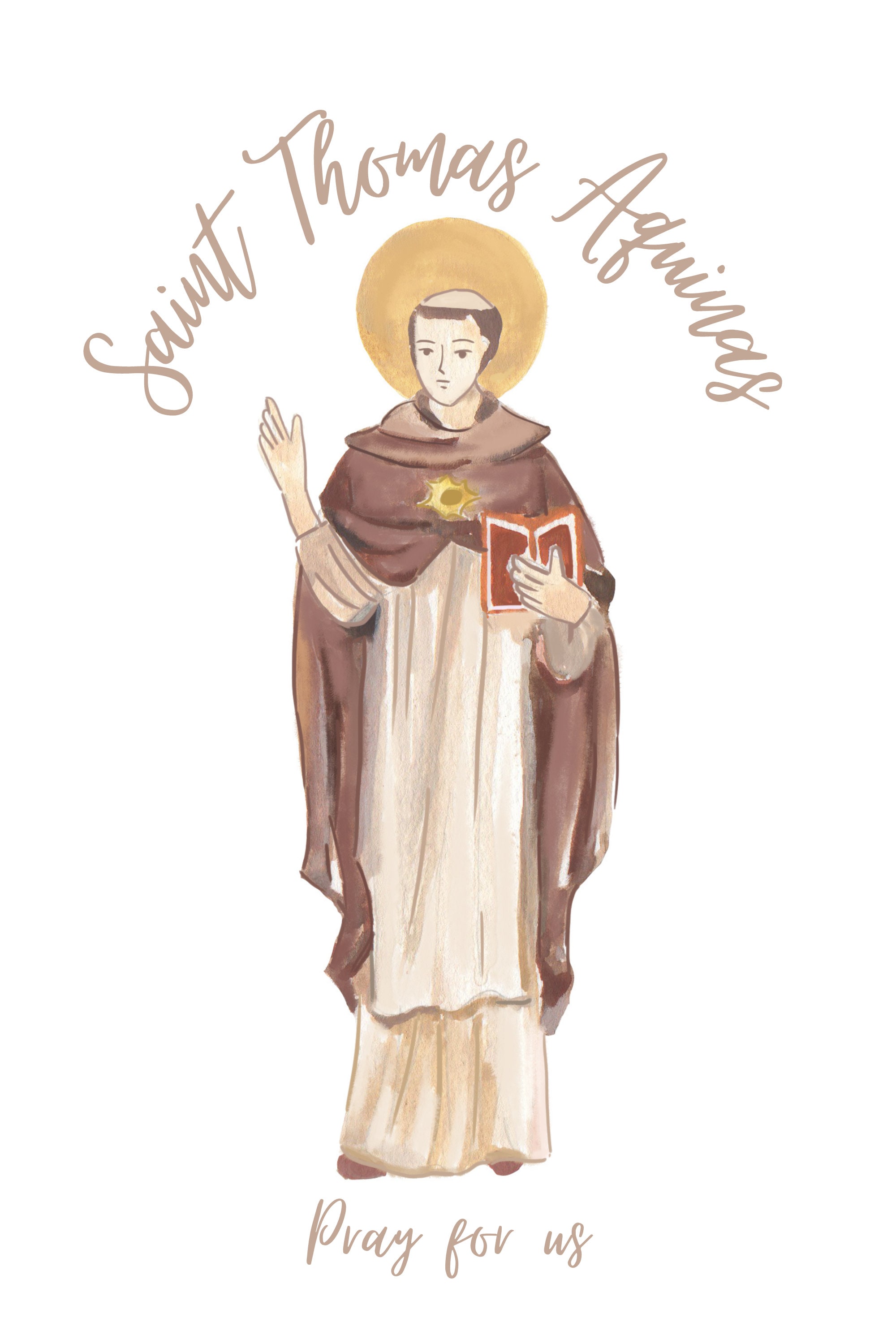 Saint Thomas Aquinas Wall Art Catholic Illustration - Etsy