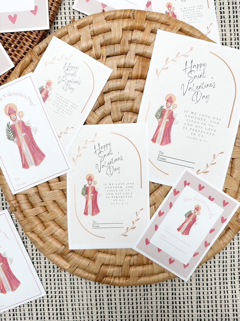 Saint Valentines Day Cards Printable Digital Download Catholic - Etsy